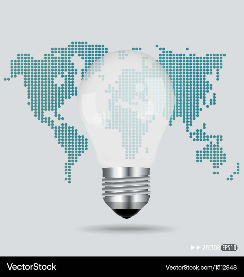 Electric light bulb with a world map Royalty Free Vector