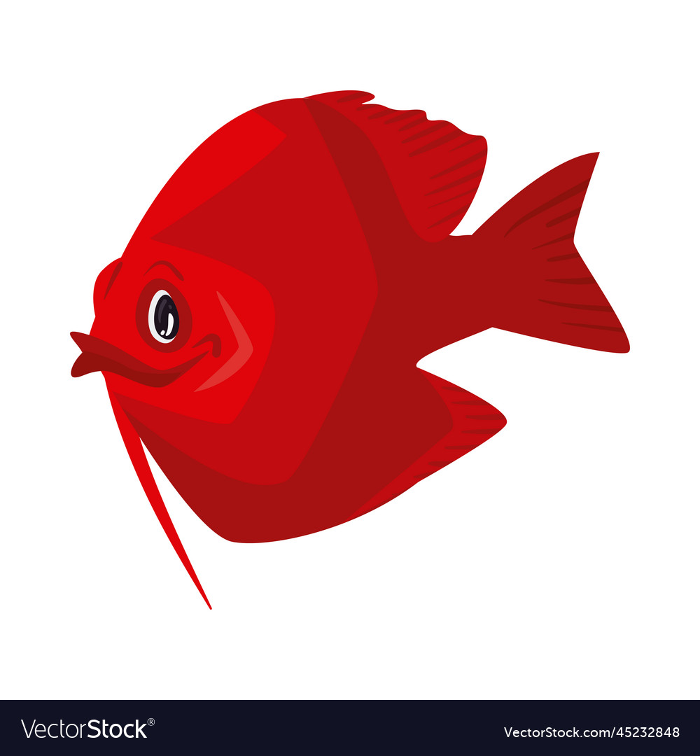 Flat red fish Royalty Free Vector Image - VectorStock