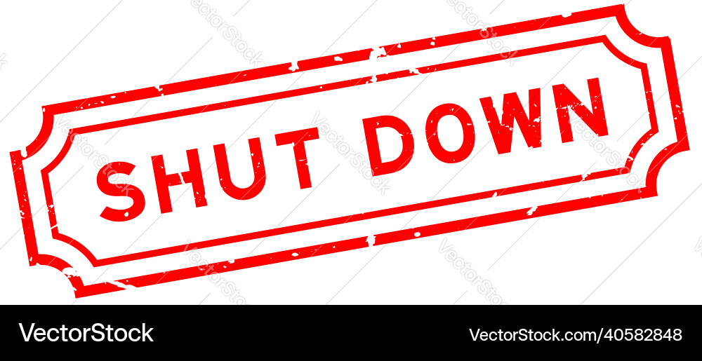 Grunge red shut down word rubber seal stamp Vector Image