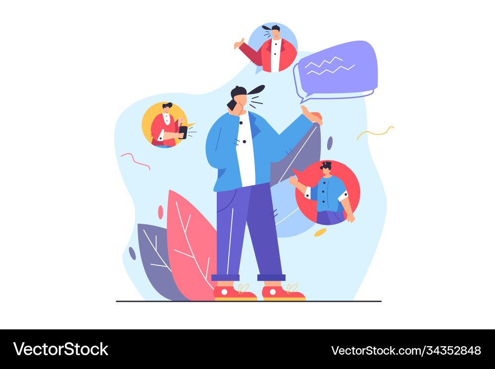 Guy calls his friends on phone Royalty Free Vector Image