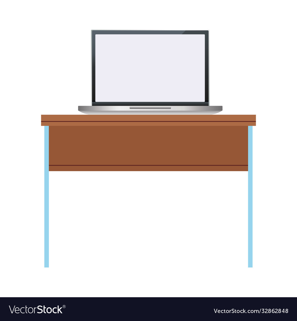 Laptop computer portable device in table wooden Vector Image