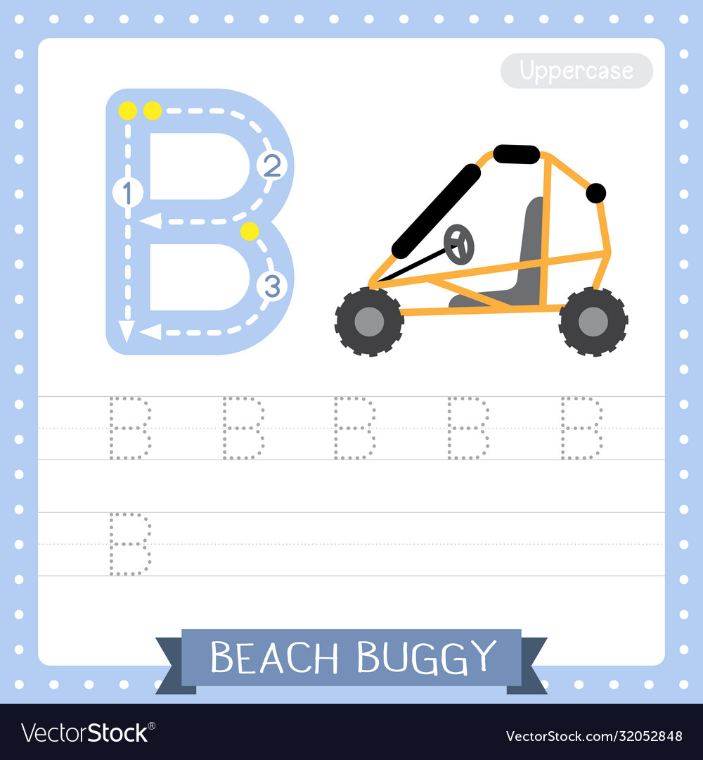 Letter b uppercase tracing practice worksheet Vector Image