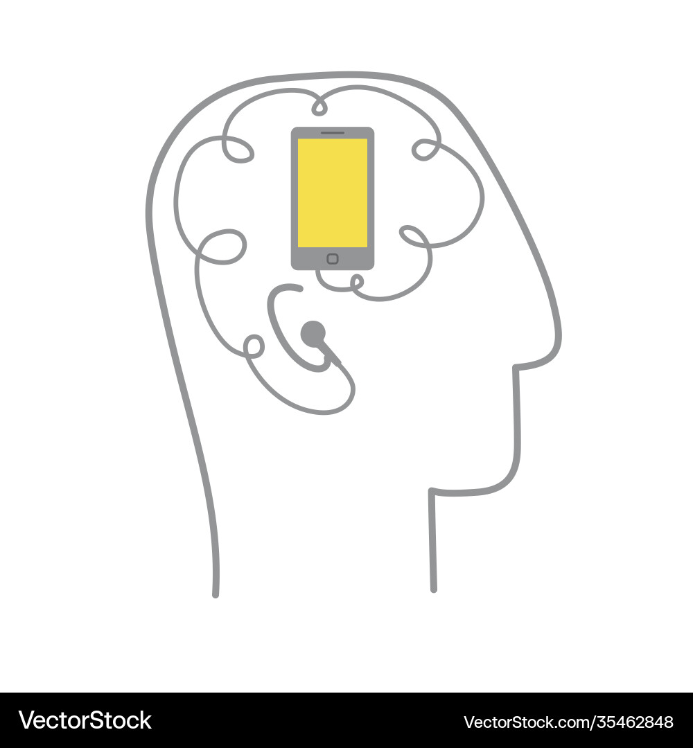Man with a phone addiction on smartphone Vector Image