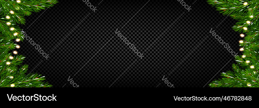 Realistic fir tree frame decorated with garland Vector Image