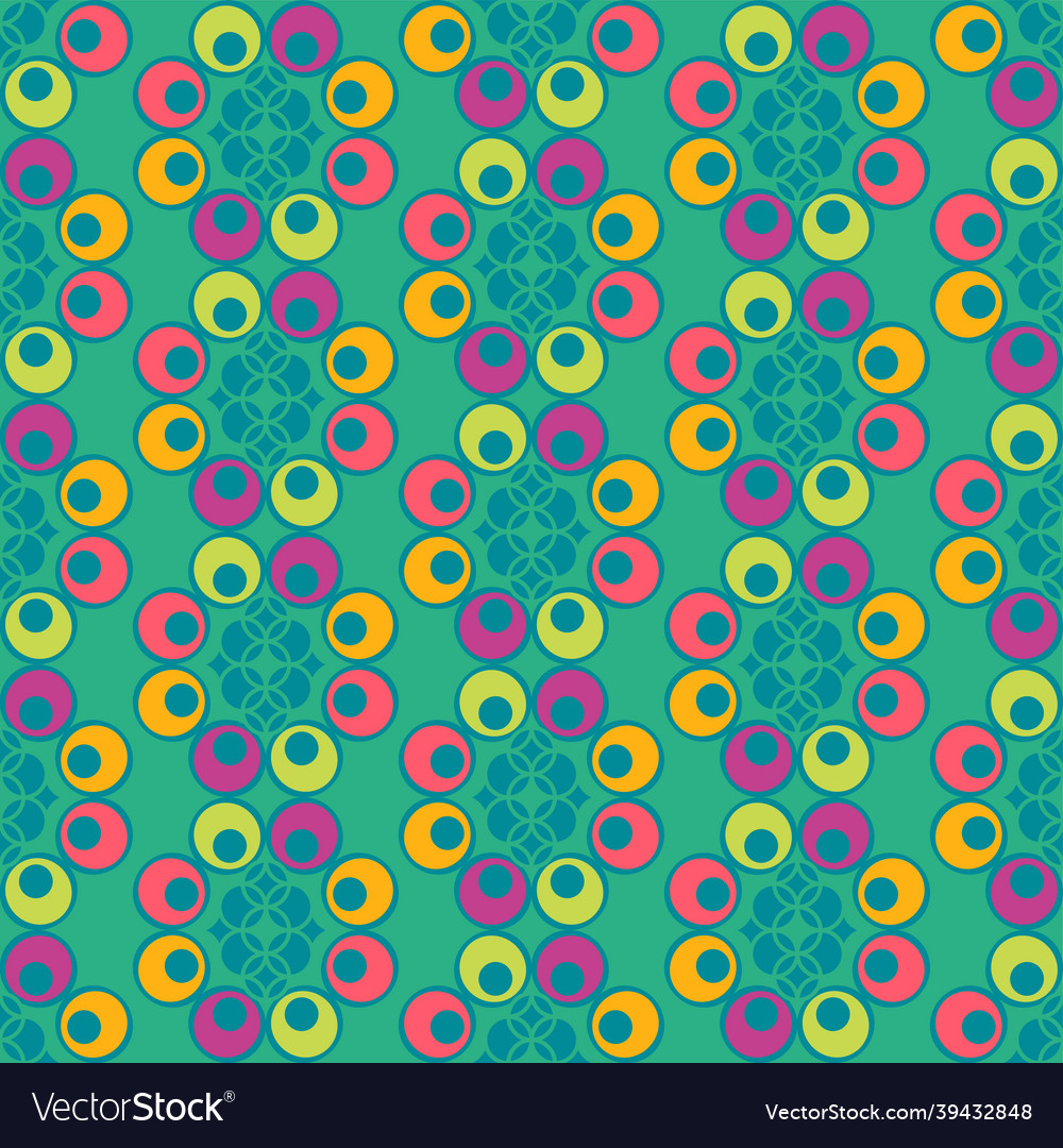 Repeat pattern with geometric shapes in multicolor