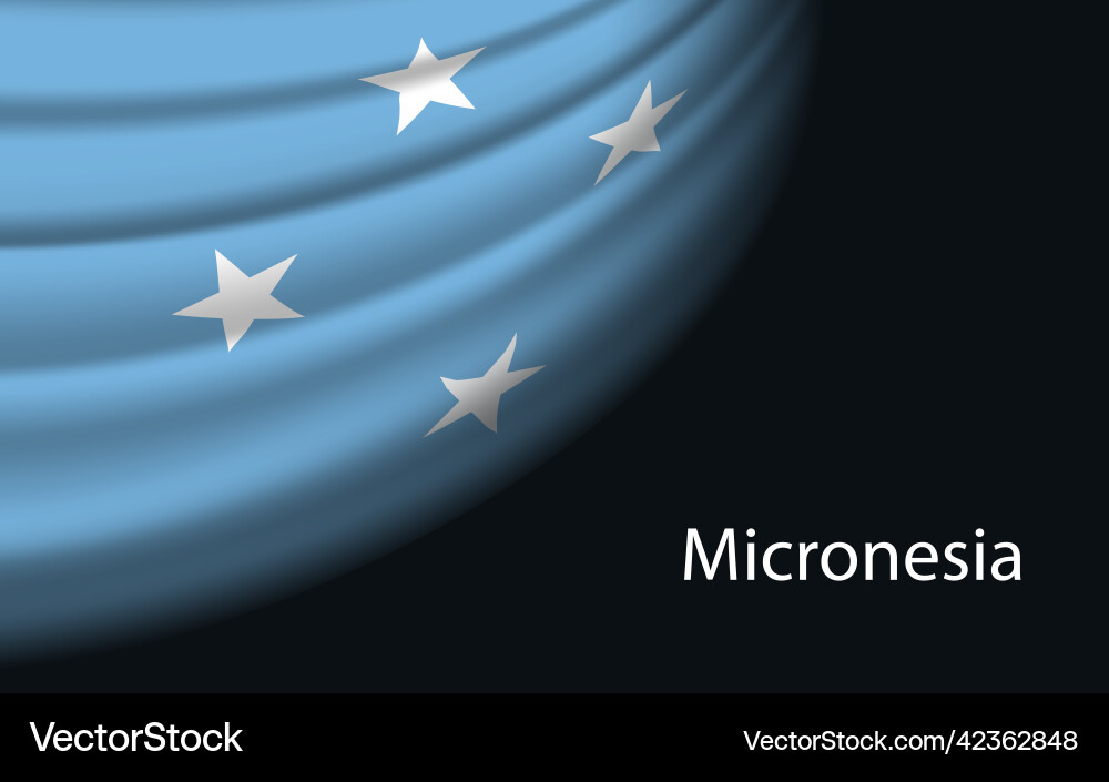 Wave flag of micronesia on dark background Vector Image