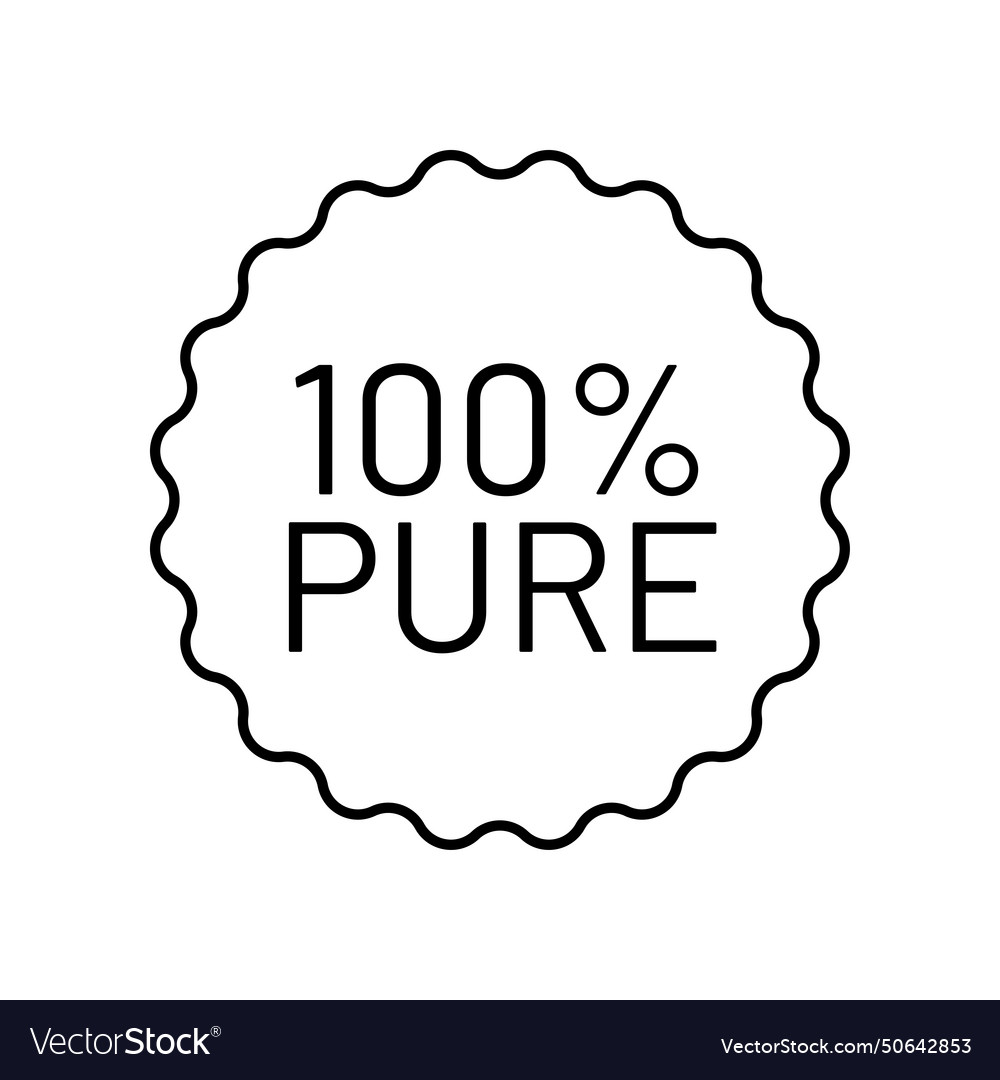 100 percent pure label sticker badge stamp icon Vector Image