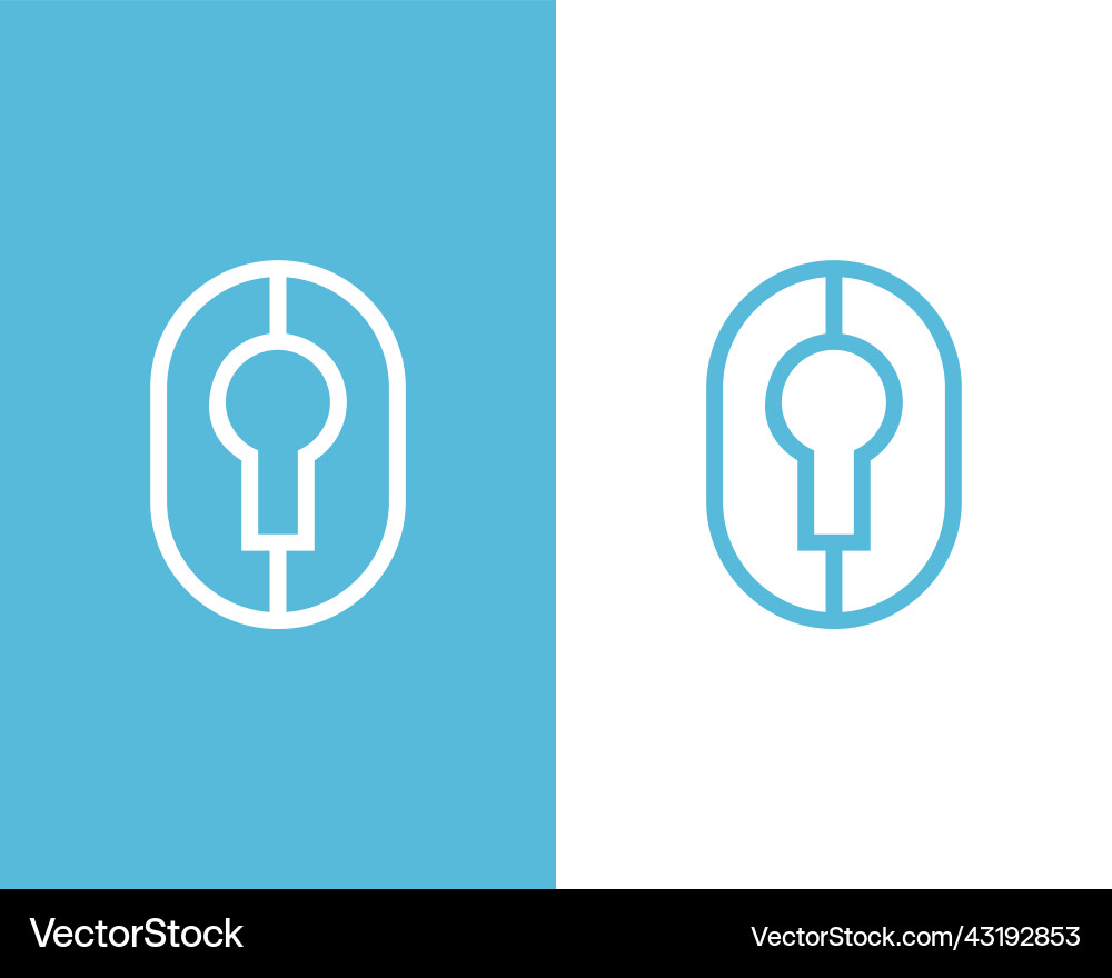Abstract keyhole logo in line art style Royalty Free Vector