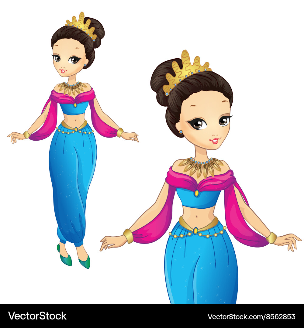 Arabian princess in gold crown Royalty Free Vector Image