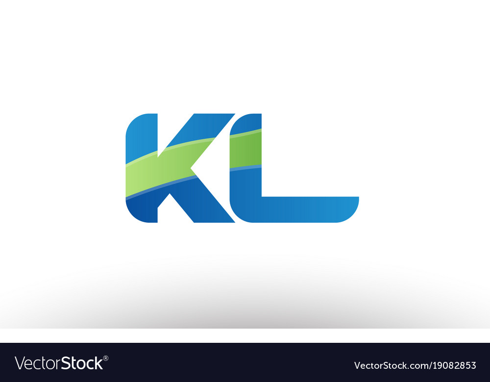 Blue green kl k l alphabet letter logo Royalty Free Vector