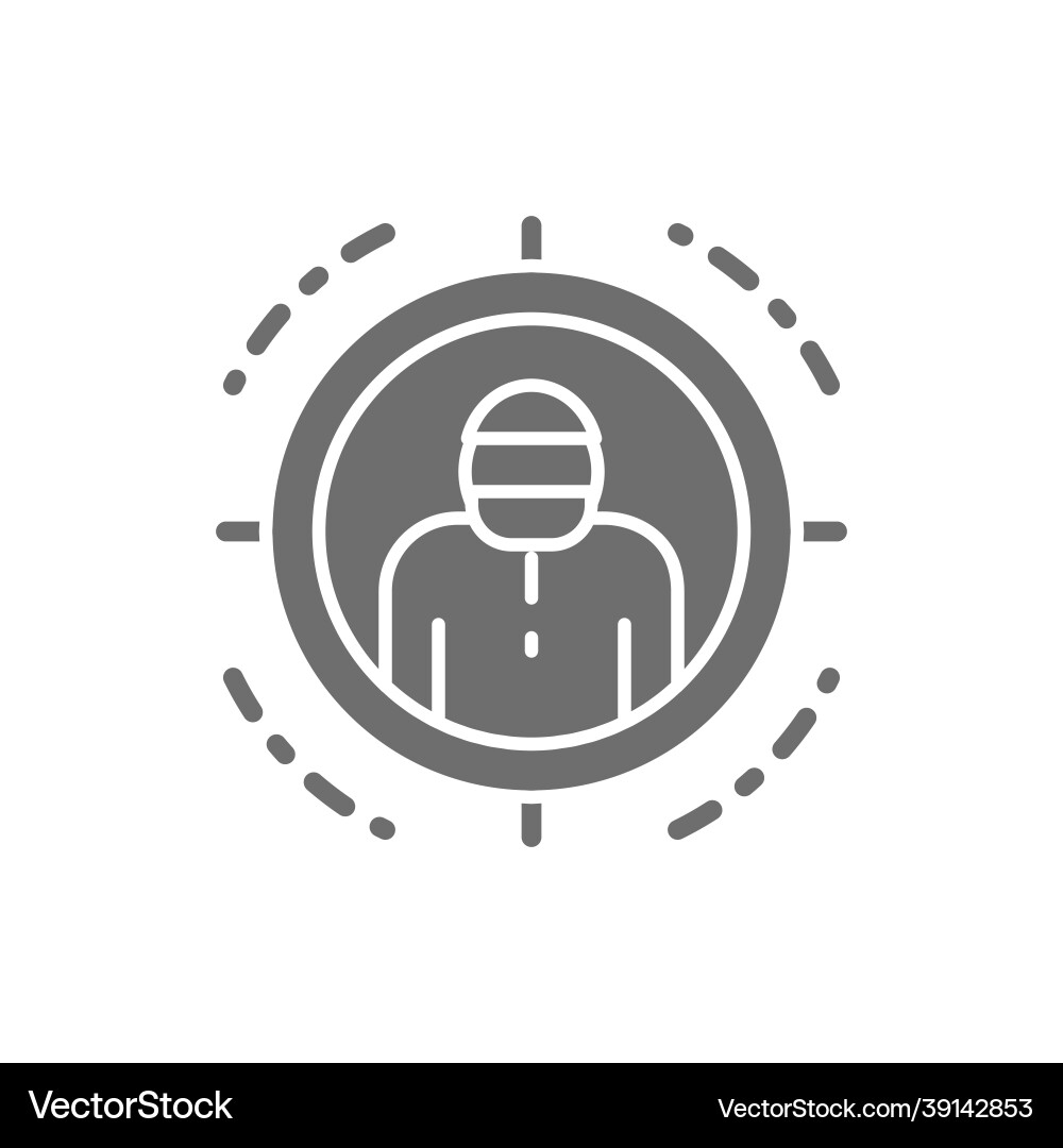 Criminal in sniper scope target for shooting grey Vector Image