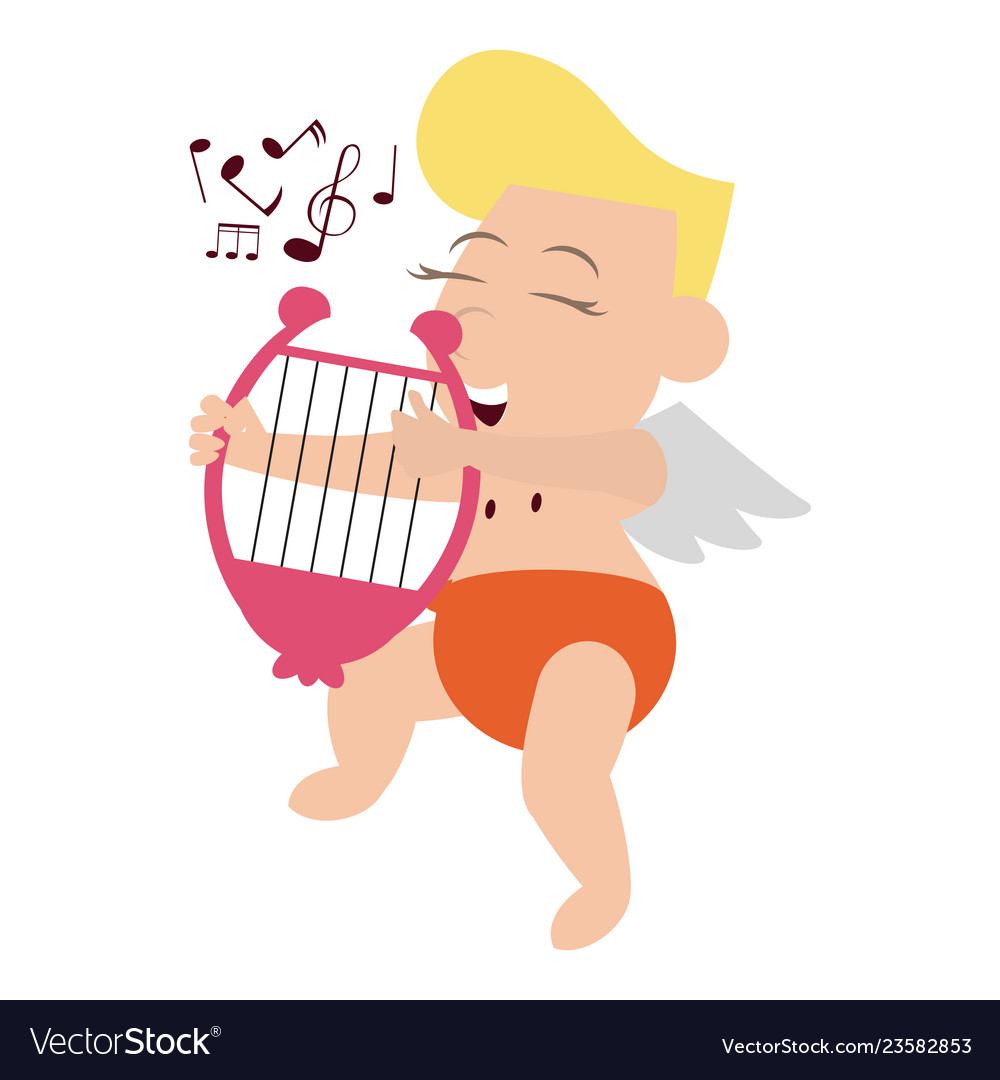 Cupid playing harp Royalty Free Vector Image - VectorStock