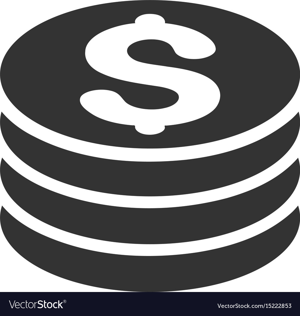 Dollar coin stack flat icon Royalty Free Vector Image