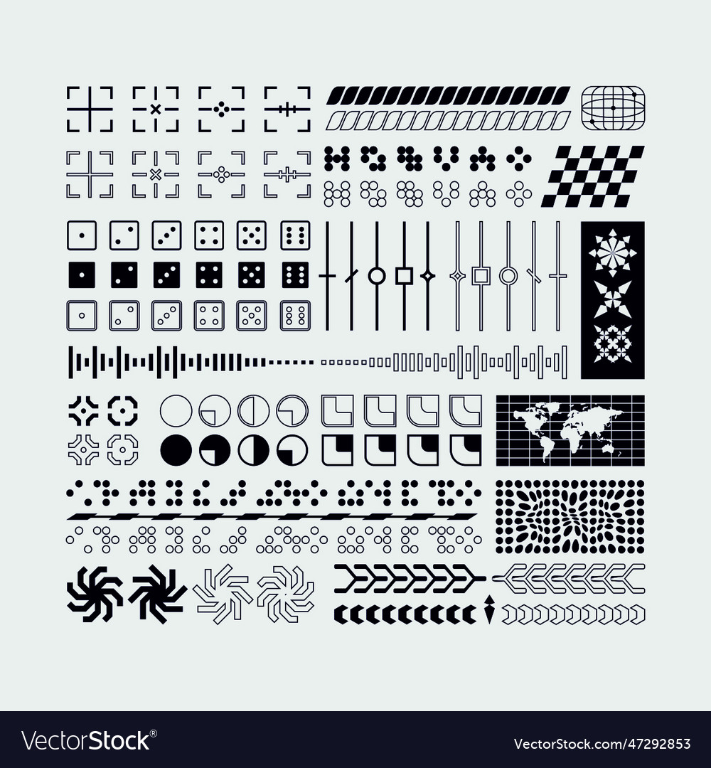 Elements collection random stuff icon set Vector Image