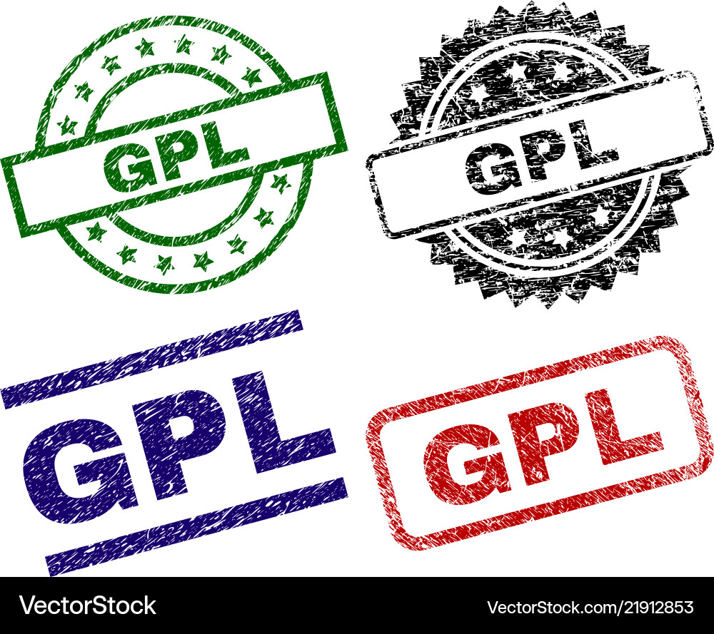 Grunge textured gpl stamp seals Royalty Free Vector Image