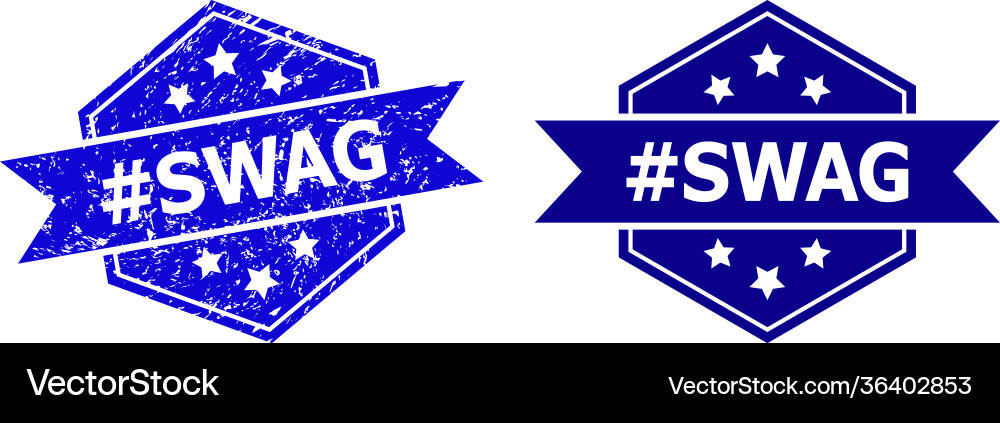 Hexagonal hashtag swag stamp with distress style Vector Image