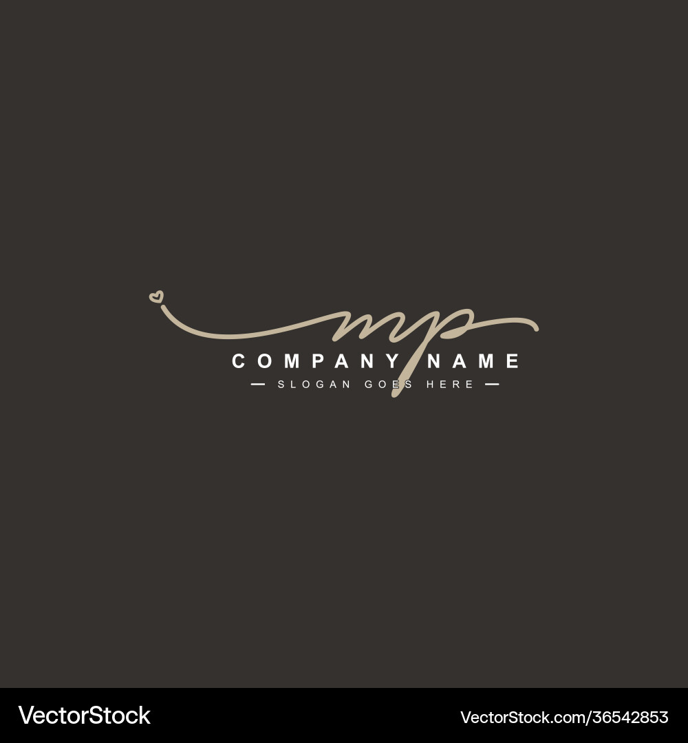 Initial letter mp logo - handwritten signature Vector Image