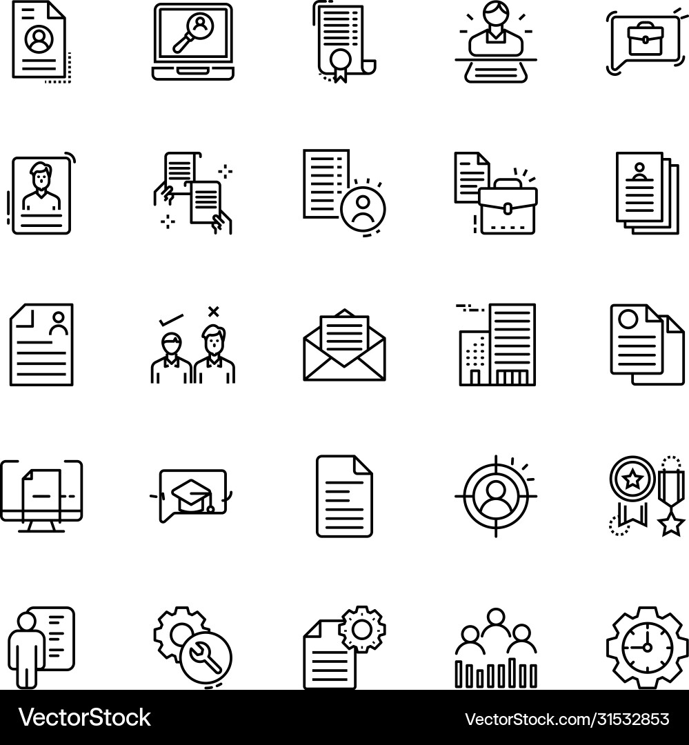Job resume icons pack Royalty Free Vector Image