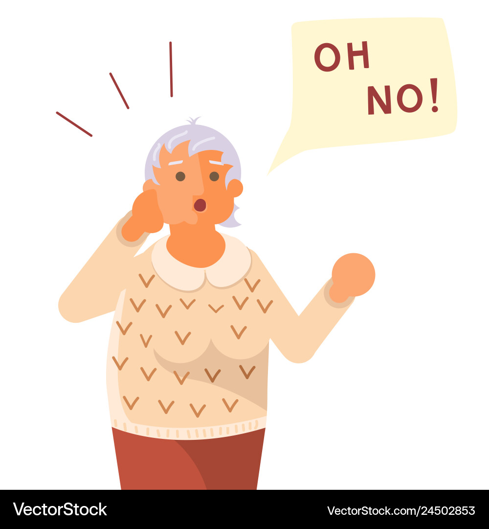 Old lady exclaim in surprise Royalty Free Vector Image