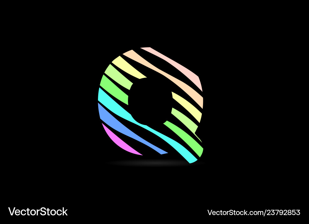 Rainbow q alphabet letter stripes logo icon design