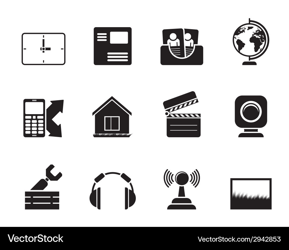 Silhouette mobile phone and computer icons Vector Image