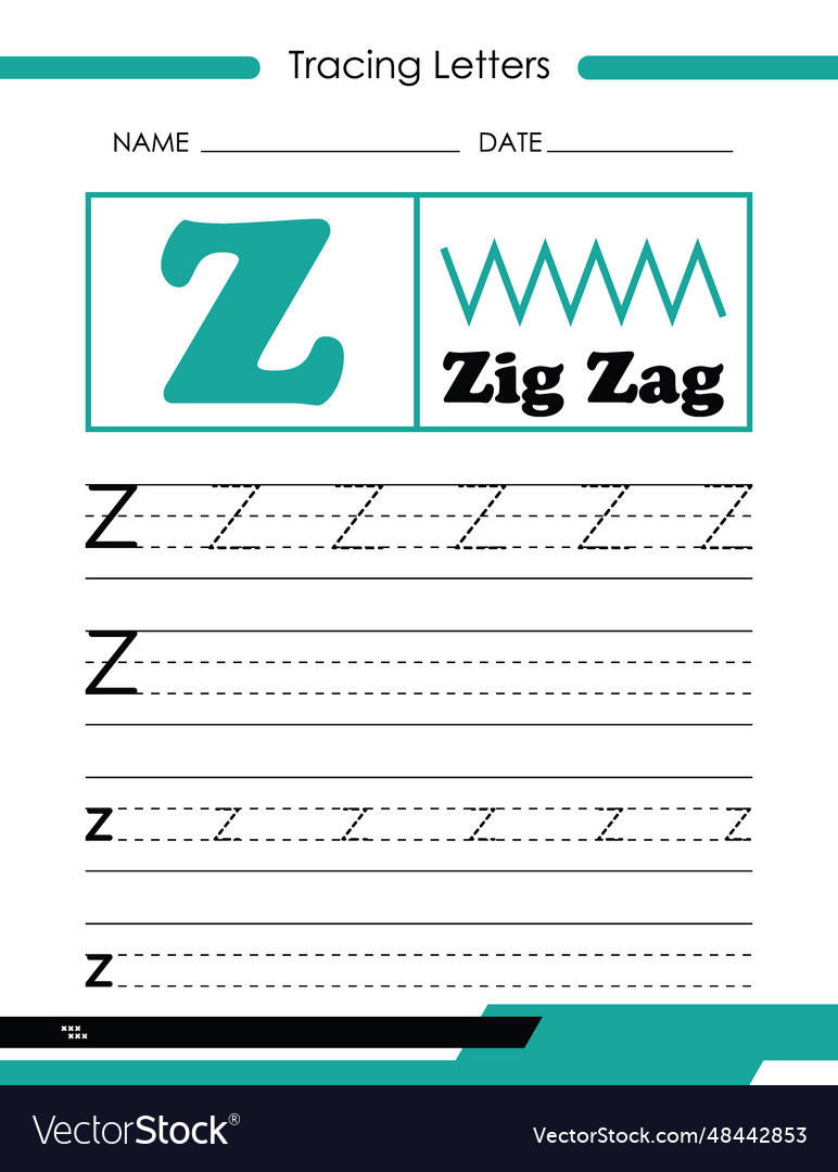 Tracing letters z tracing letters alphabet Vector Image