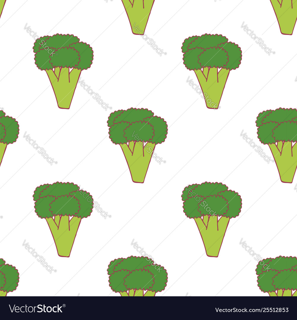 Vegetables broccoli seamless pattern Royalty Free Vector