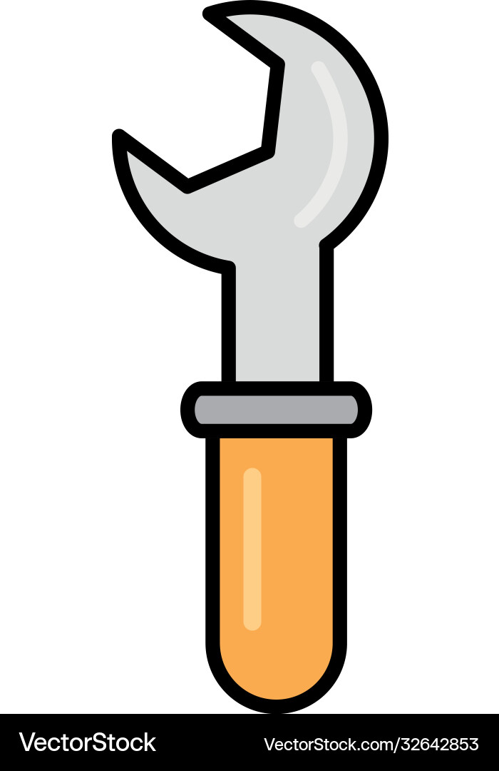 Wrench yellow handle tool repair maintenance Vector Image