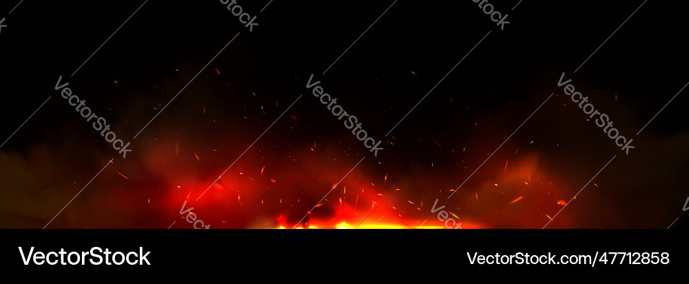 Background with fire sparks embers and smoke Vector Image