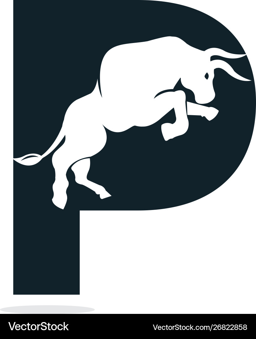 Bull letter p logo design Royalty Free Vector Image