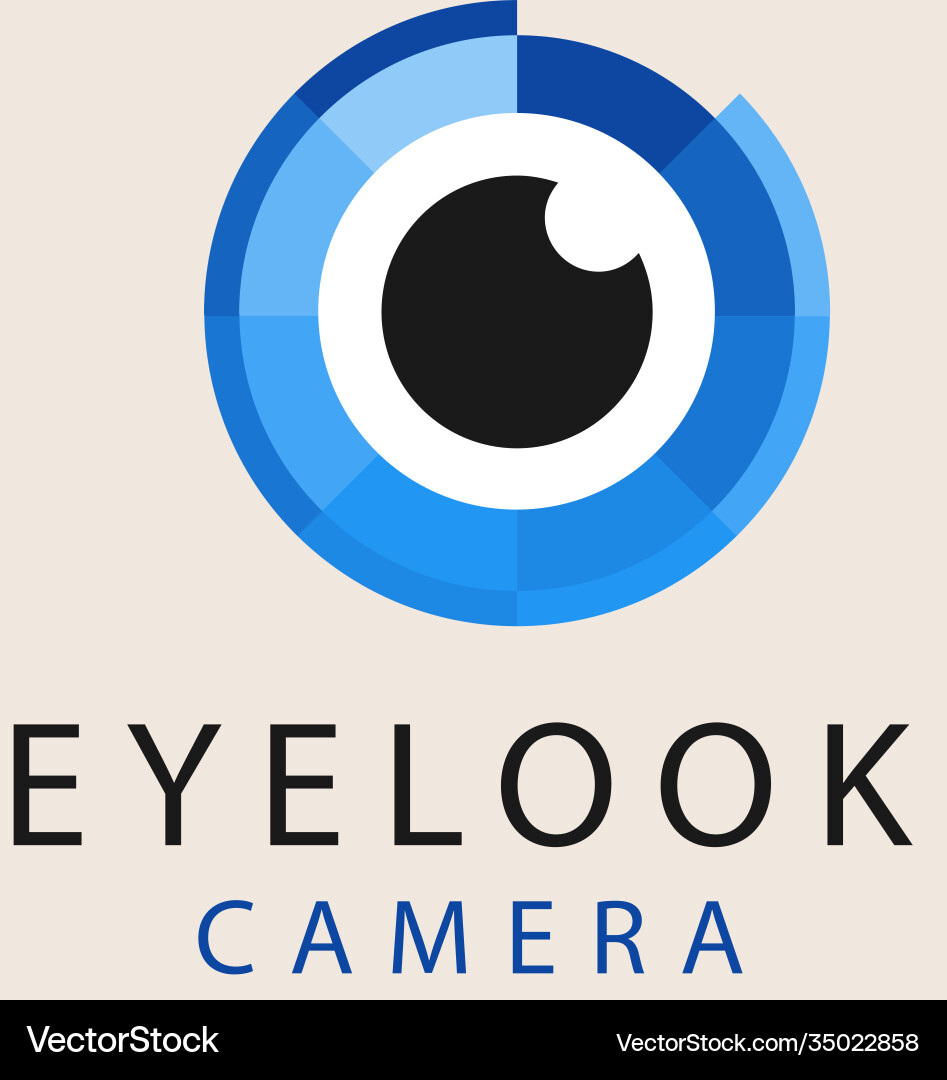 Camera eye with blue color logo template Vector Image
