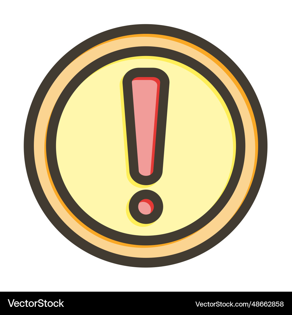 Exclamation mark thick line filled colors icon Vector Image