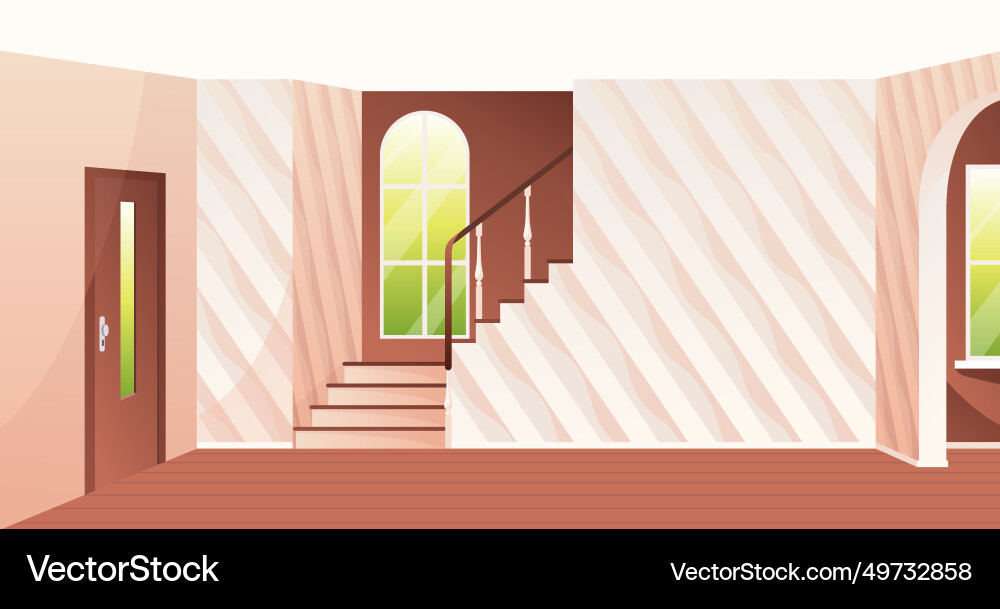 House hallway interior design with stairs Vector Image