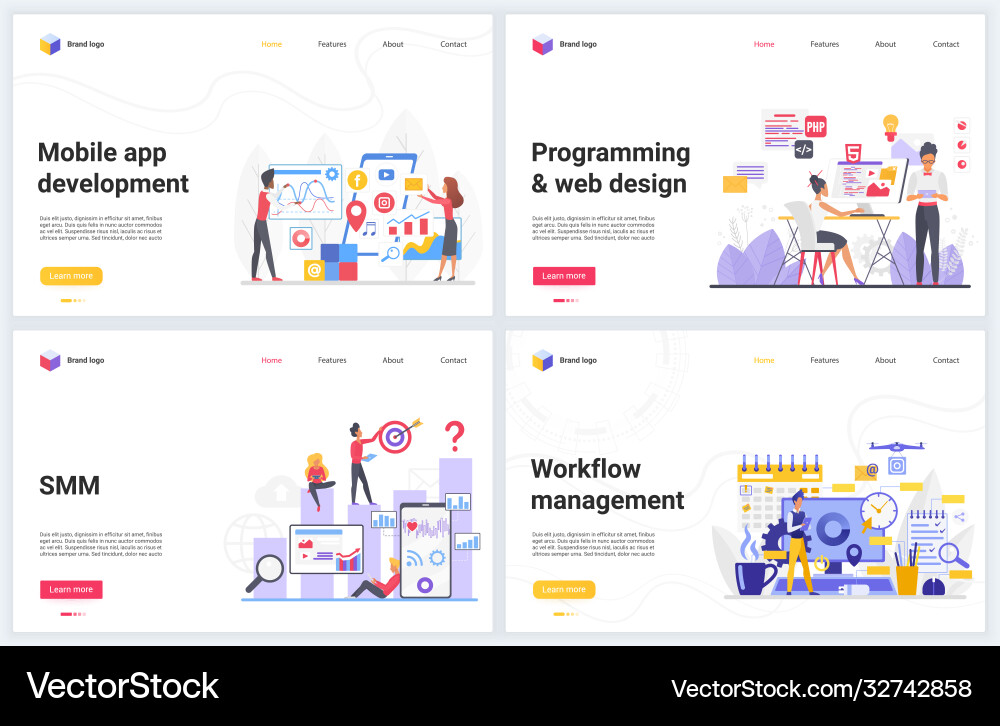 Mobile app development smm seo technology Vector Image