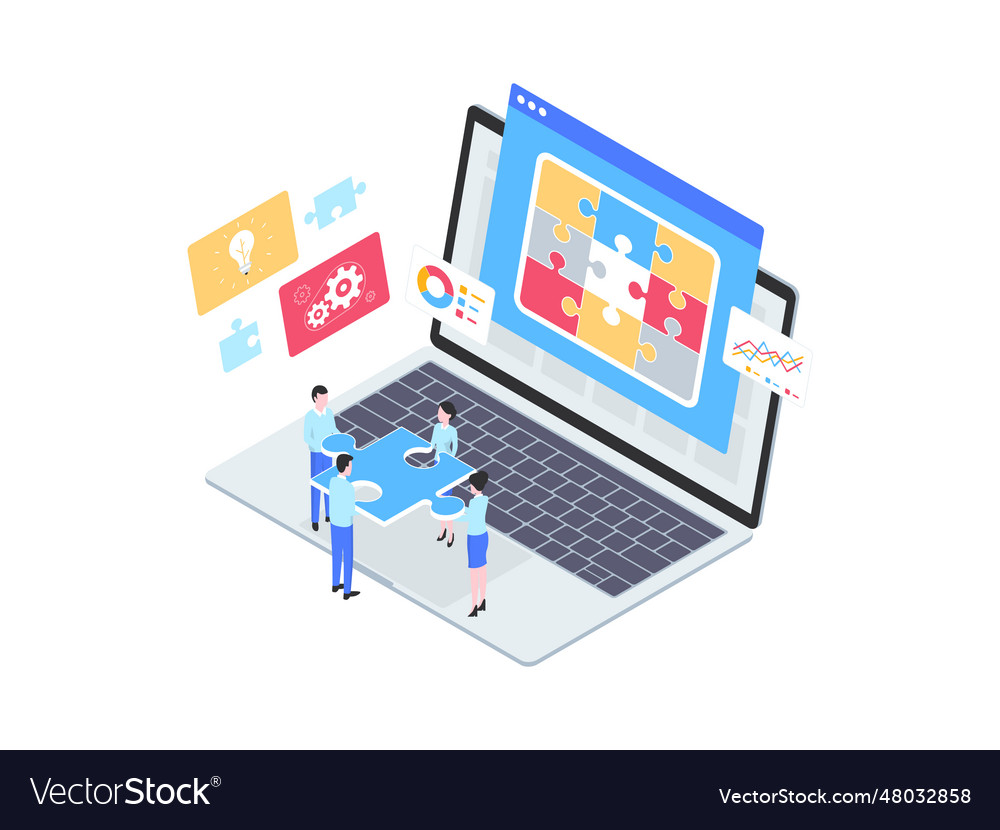 Problem Solving Isometric Suitable For Mobile Vector Image
