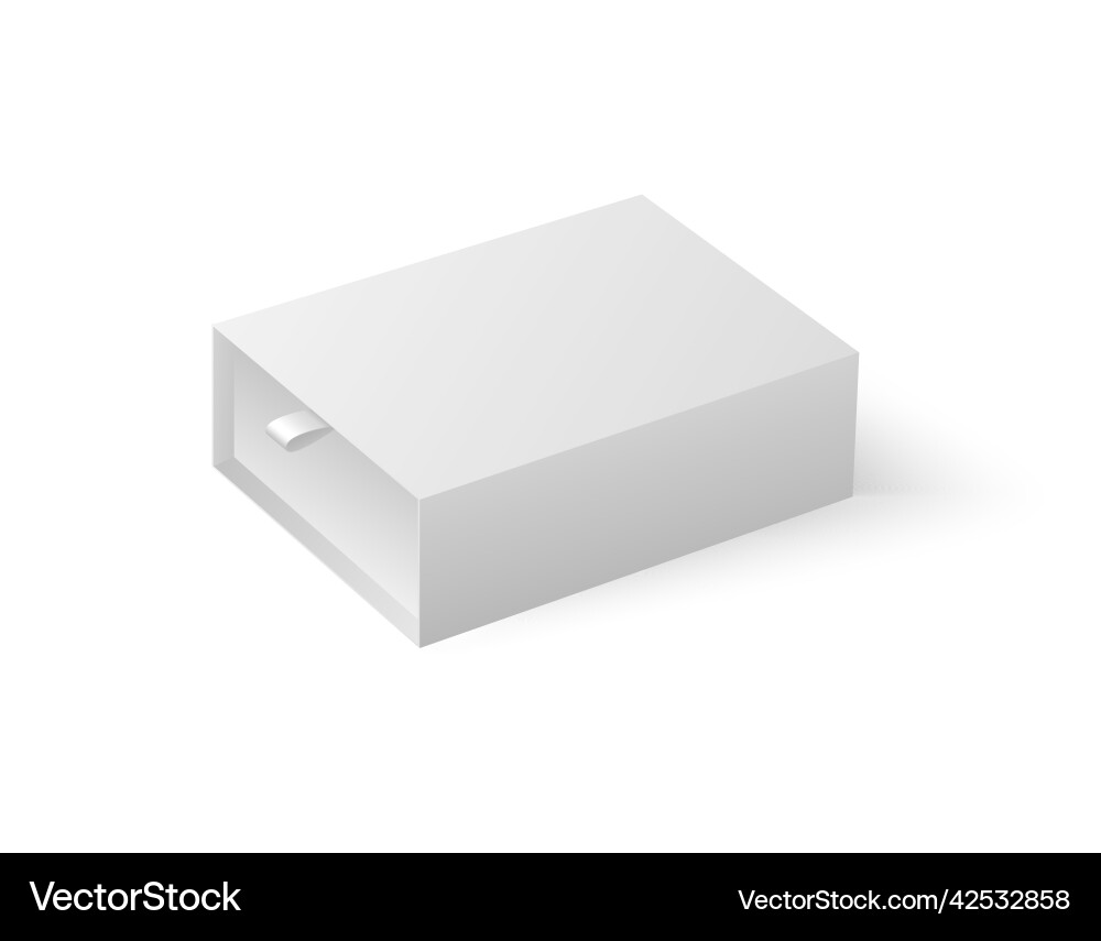 Realistic slide box mockup with ribbon to pull out