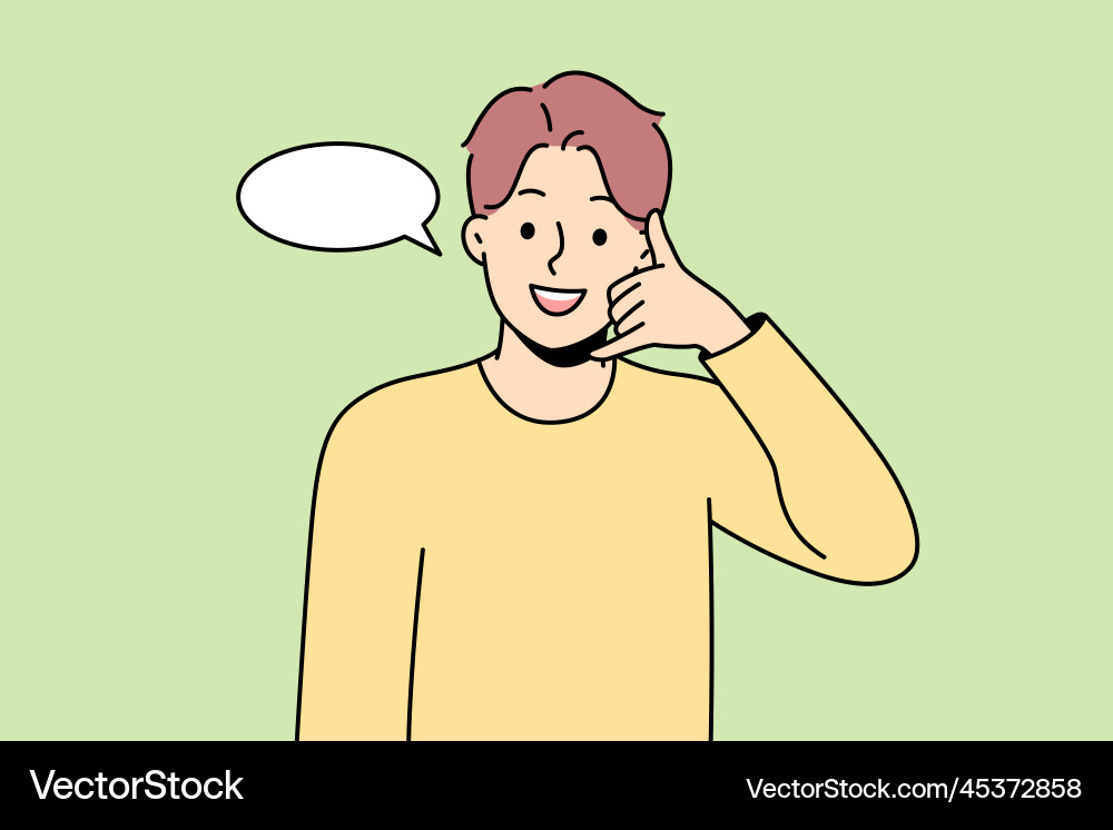 Smiling man show call me gesture Royalty Free Vector Image