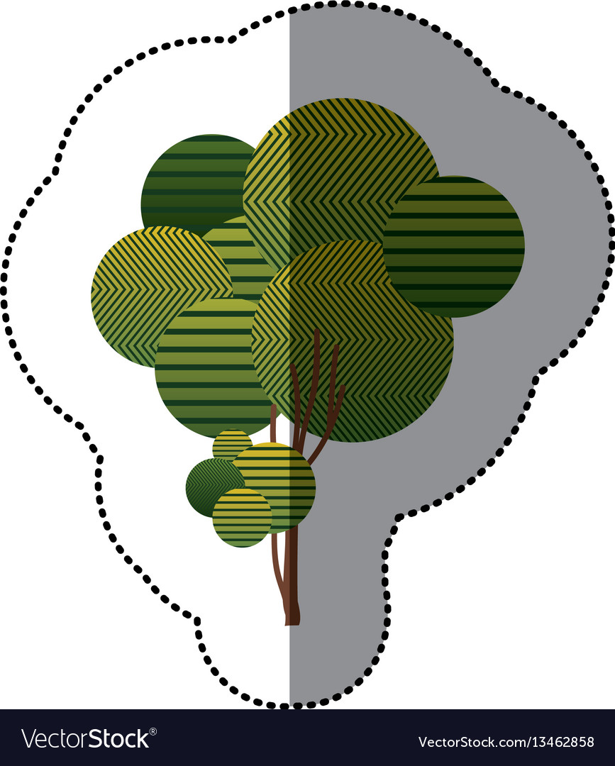 Sticker set of abstract tree icon Royalty Free Vector Image