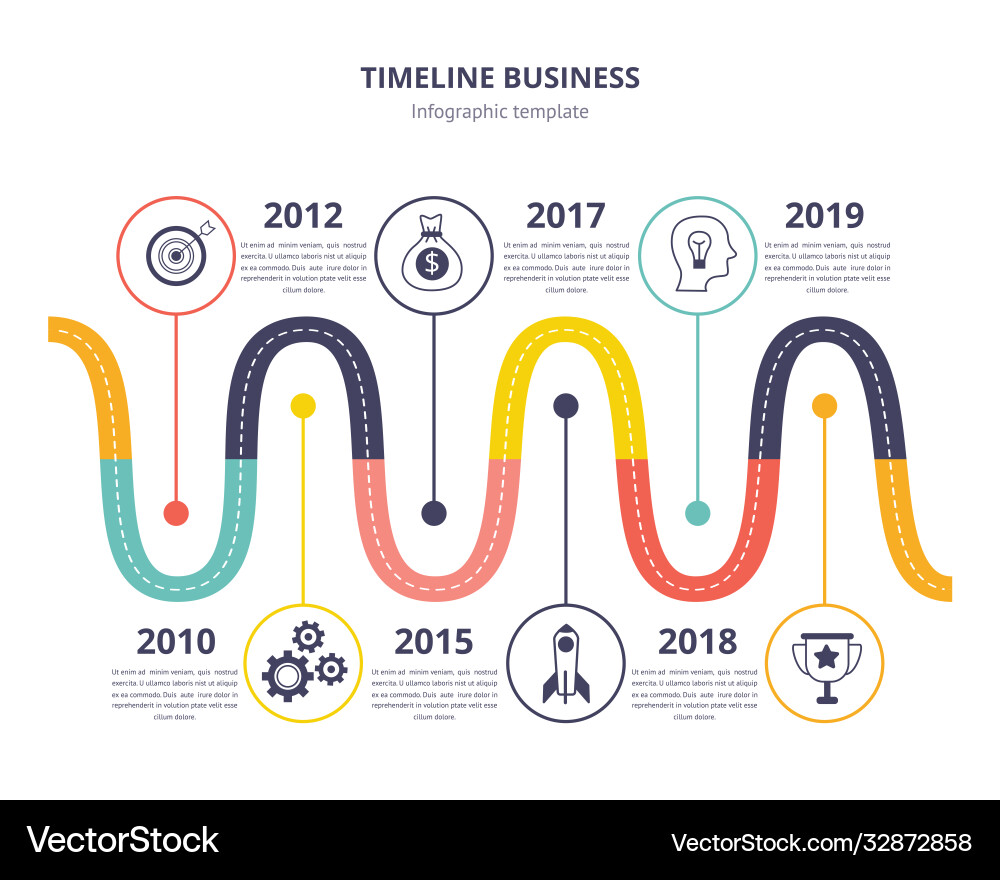 Timeline business infographic template - wave line