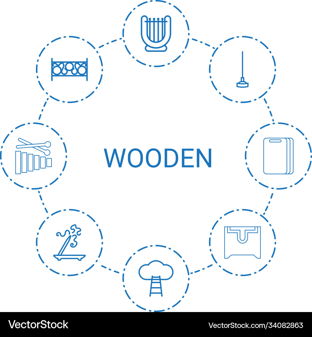 8 wooden icons Royalty Free Vector Image - VectorStock