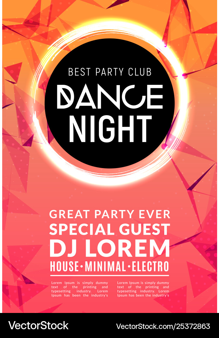 Abstract disco dance night party poster brochure Vector Image