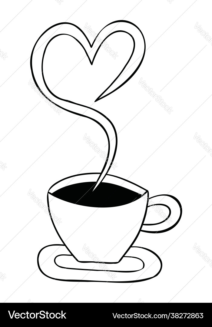 Cartoon heart shape with coffee Royalty Free Vector Image