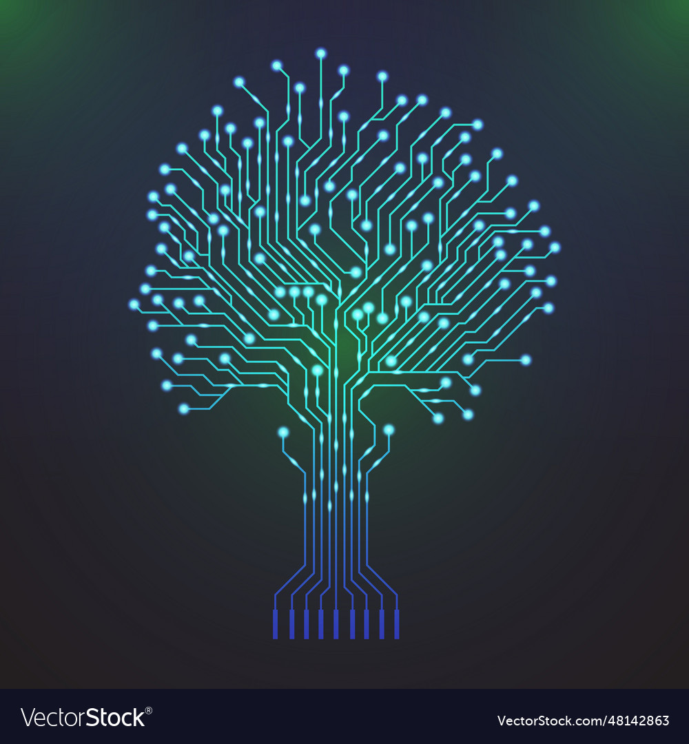 Circuit tree data technology icon Royalty Free Vector Image