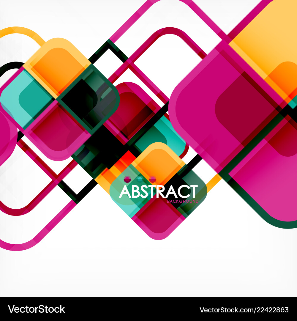 Colorful round squares modern geometric background