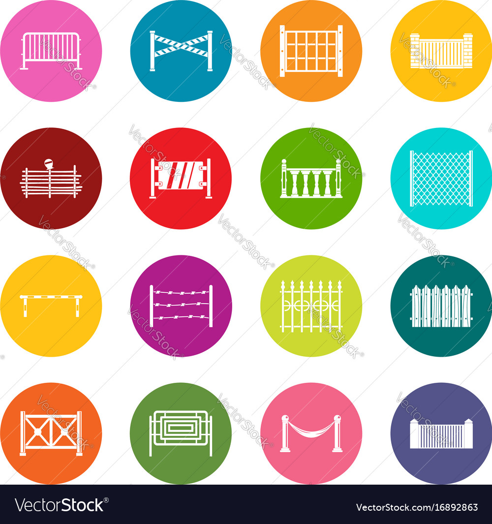 Fencing icons many colors set Royalty Free Vector Image