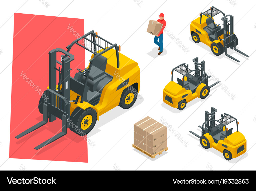 Isometric forklift truck isolated on white Vector Image
