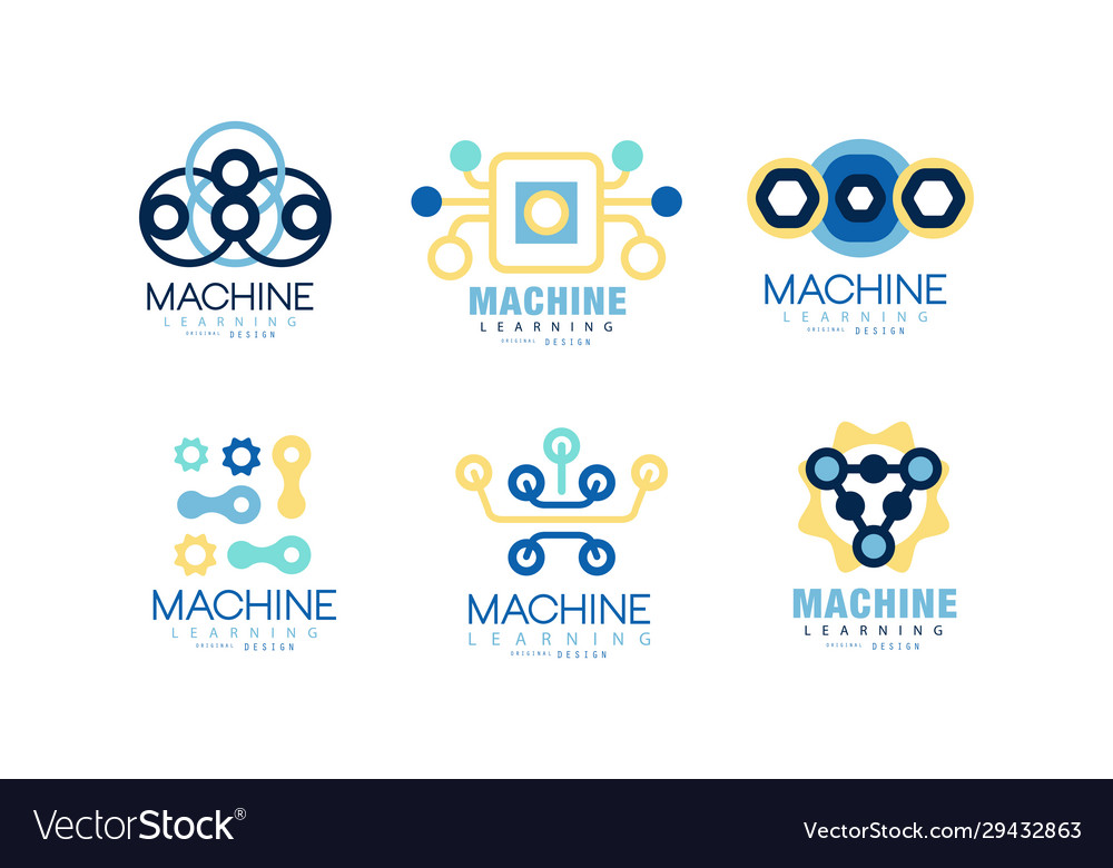 Learning machine logo design collection Royalty Free Vector