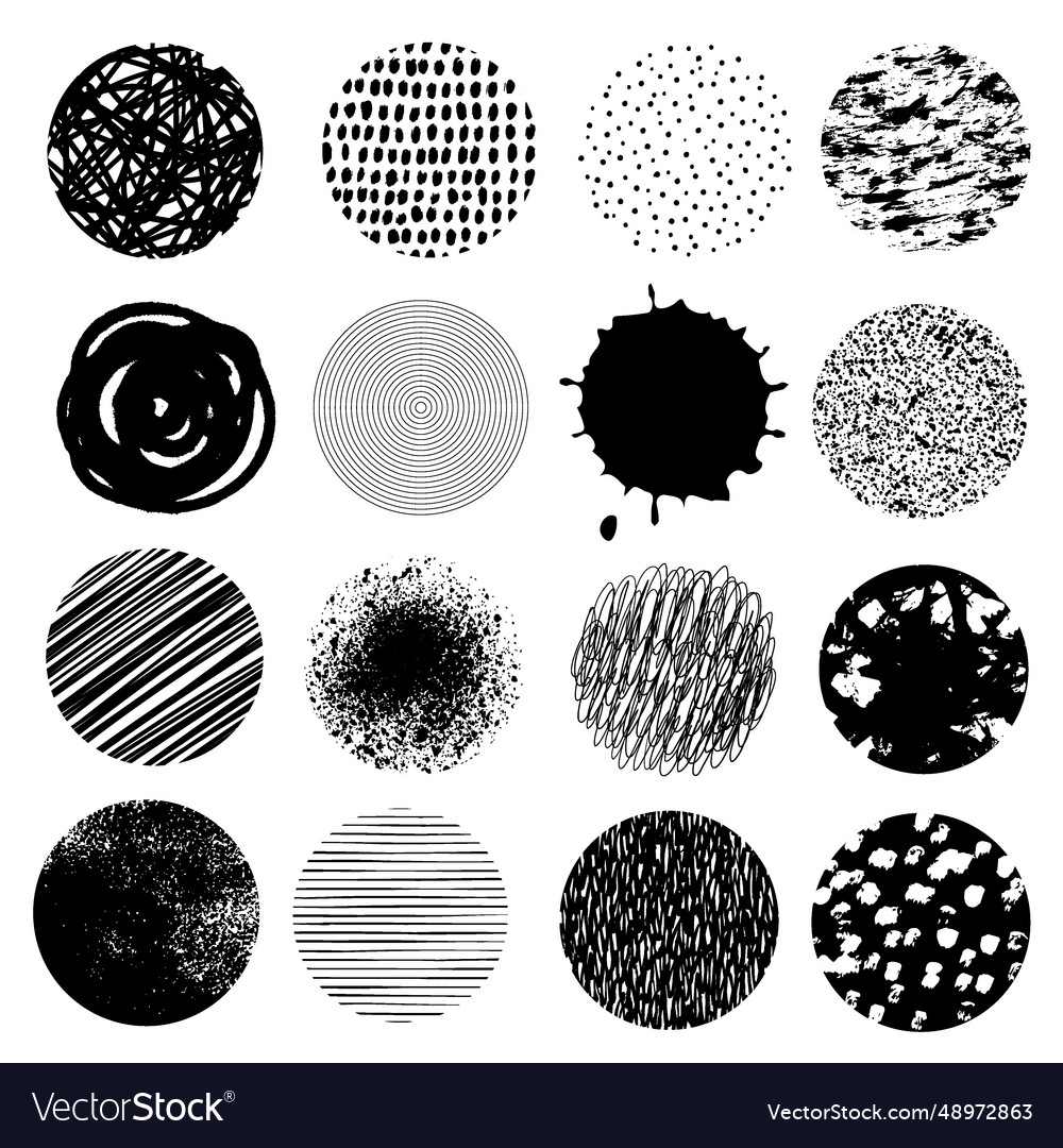 Part texture in circle shape set design Royalty Free Vector