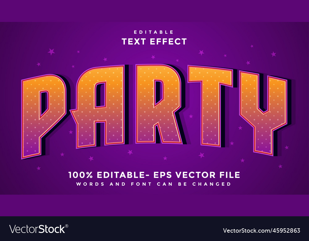 Party editable text effect design template Vector Image