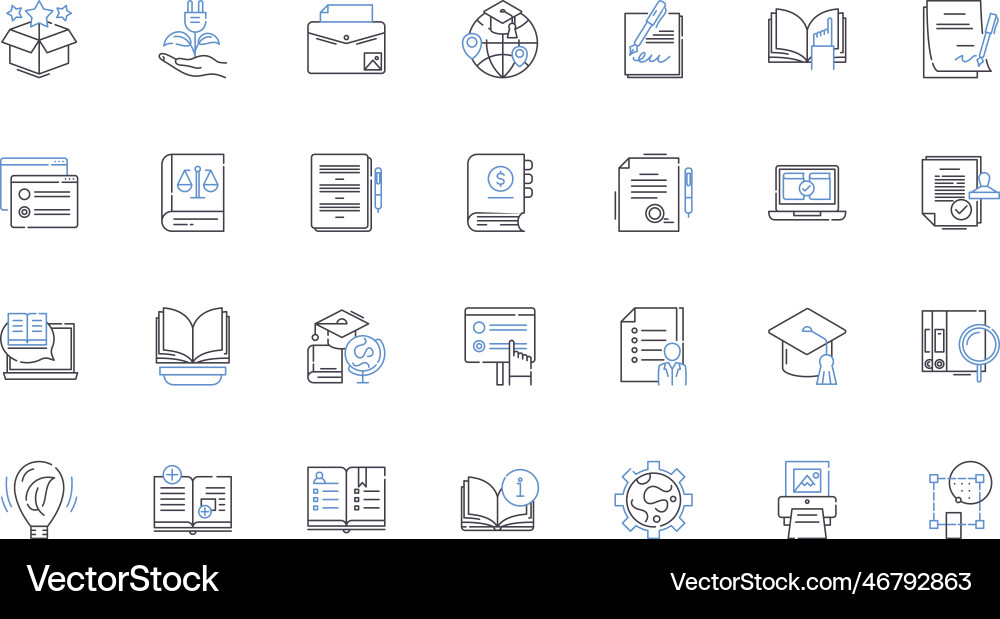 Senior education line icons collection Royalty Free Vector